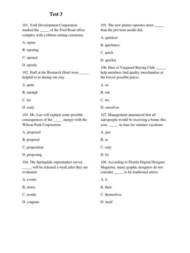 Part 5 Test 3 | PDF | Business