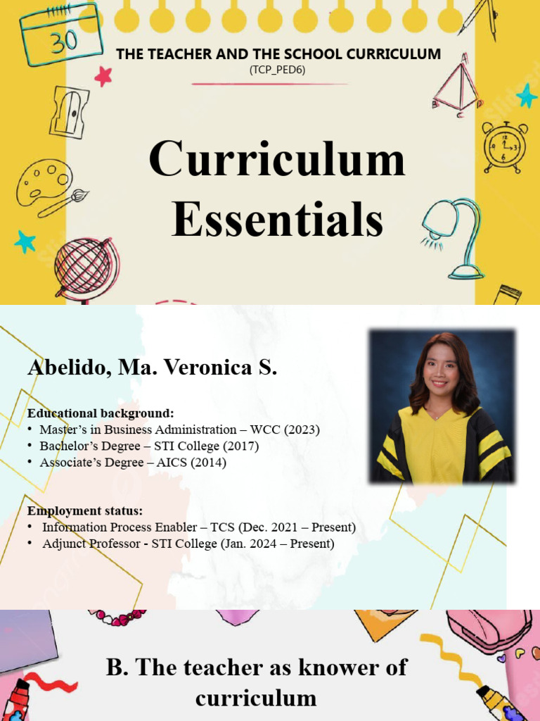 The Teacher As A Knower of Curriculum Abelido Ma. Veronica S. | PDF ...