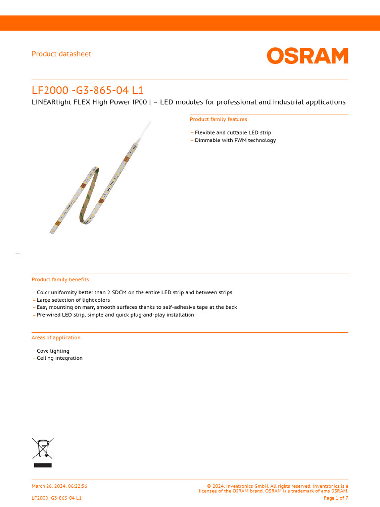 LF2000 - G3-865-04 L1: Product Datasheet | PDF | Materials
