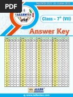 Answerkey Tallentex Class 7th Set 2 c4v1c1 | PDF