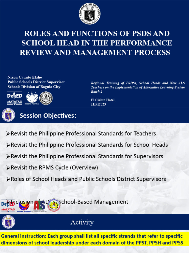 Roles and Functions PSDSs and SHSs | PDF | Educational Assessment ...