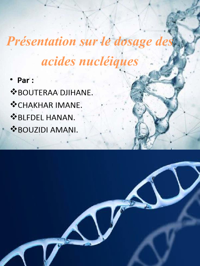 Présentation Sur Le Dosage Des Acides Nucléiques | PDF | Réaction en ...