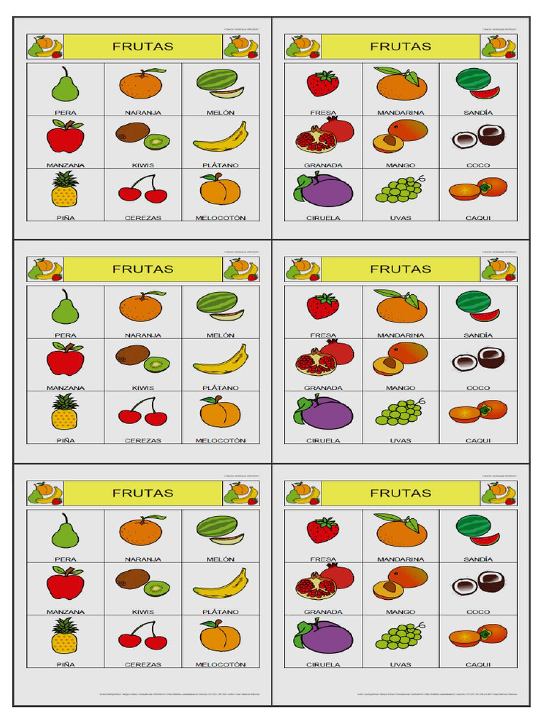 Bingo de Frutas | PDF