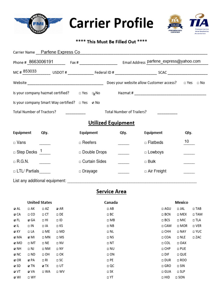 Manual Setup Packet 2024 | PDF | Cargo | Common Carrier