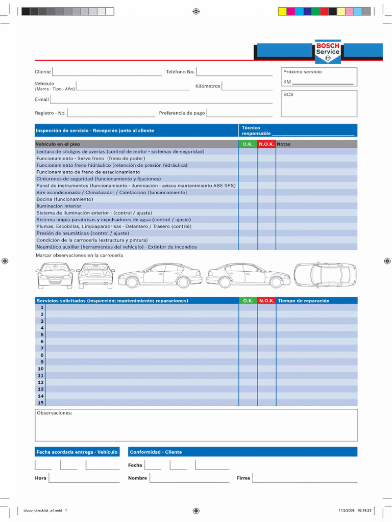 bosch car check list | PDF