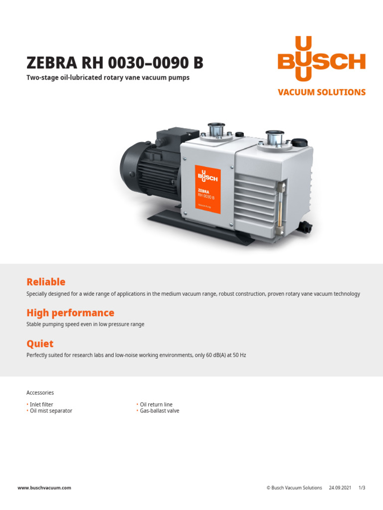 Product Leaflet ZEBRA RH 0090 B 000 Z6 | PDF | Vacuum | Pump