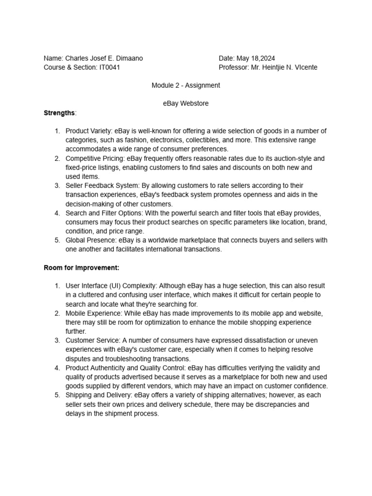 IT0041 Module 2 Assignment | PDF | E Bay | Market (Economics)