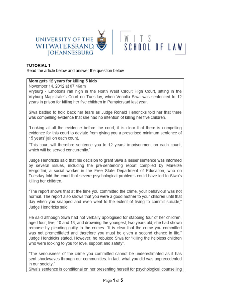 Topic 1 Tutorials | PDF | Child Custody | High Court Of Australia