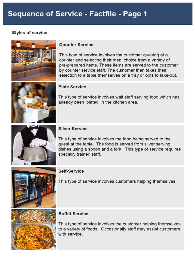 SequenceofService Factfile | PDF | Waiting Staff | Tableware