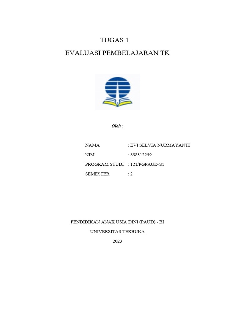 Tugas 1 Evaluasi Pembelajaran TK | PDF | Bisnis