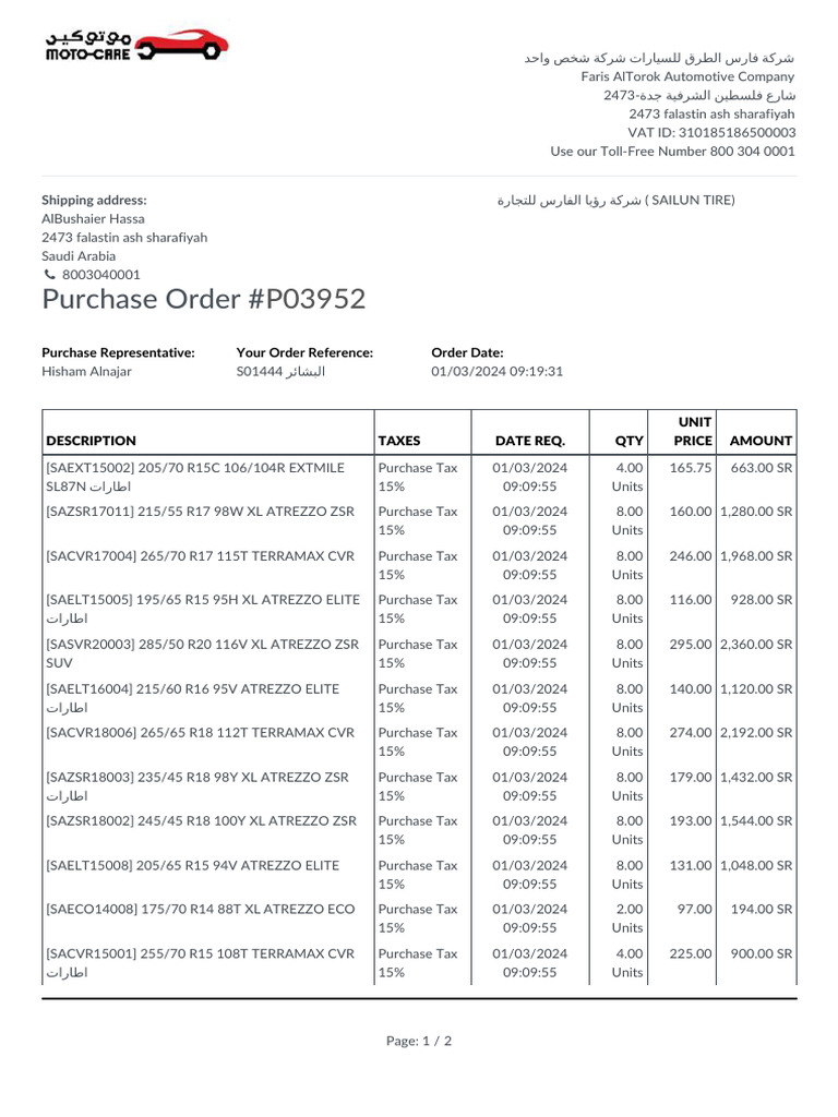 Purchase Order - P03952 | PDF | Taxes