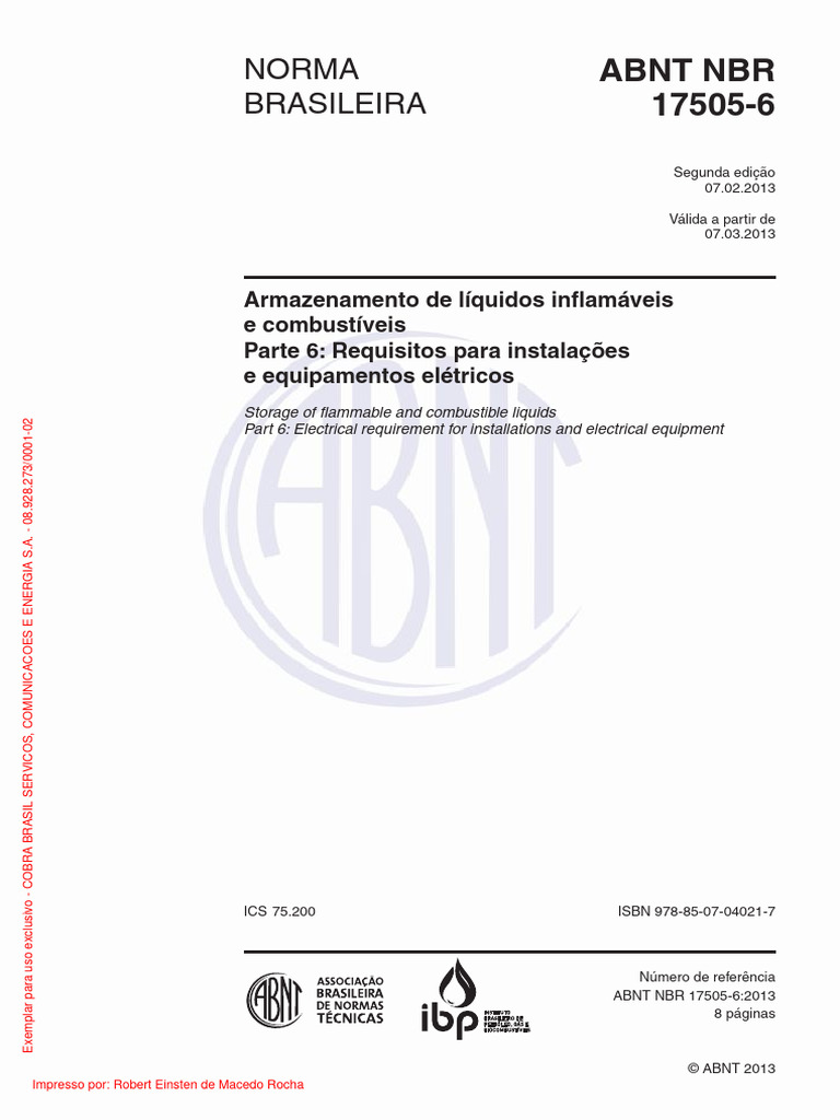 ABNT NBR 17505-6 Requisitos para Instalações | PDF | Relâmpago