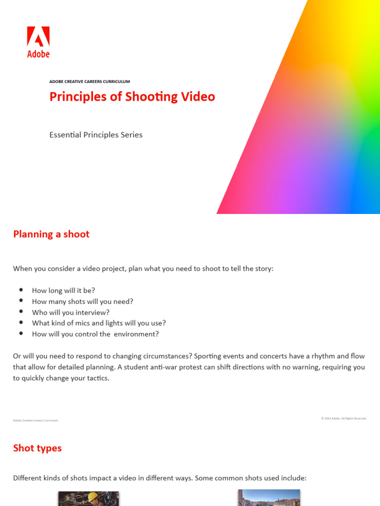Principles of Shooting Video | PDF | Zoom Lens | Camera Lens