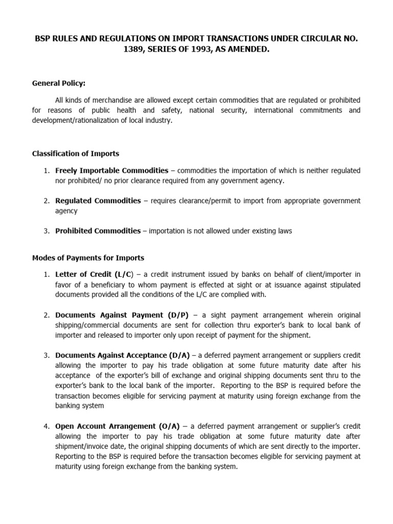 BSP RULES AND REGULATIONS UNDER CIRCULAR NO. 1389 Modes of Payment ... BSP RULES AND REGULATIONS UNDER CIRCULAR NO. 1389 Modes of Payment ...