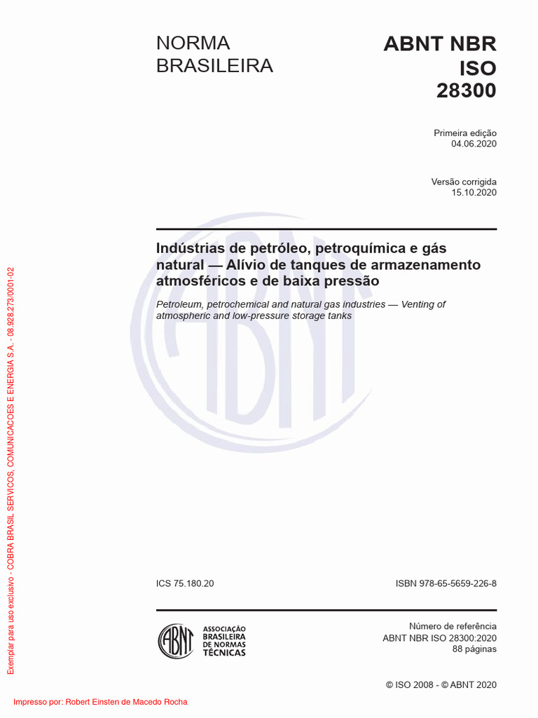 ABNT NBR ISO 28300 2020 Versão Corrigida 2020 | PDF | Pressão | Atmosfera