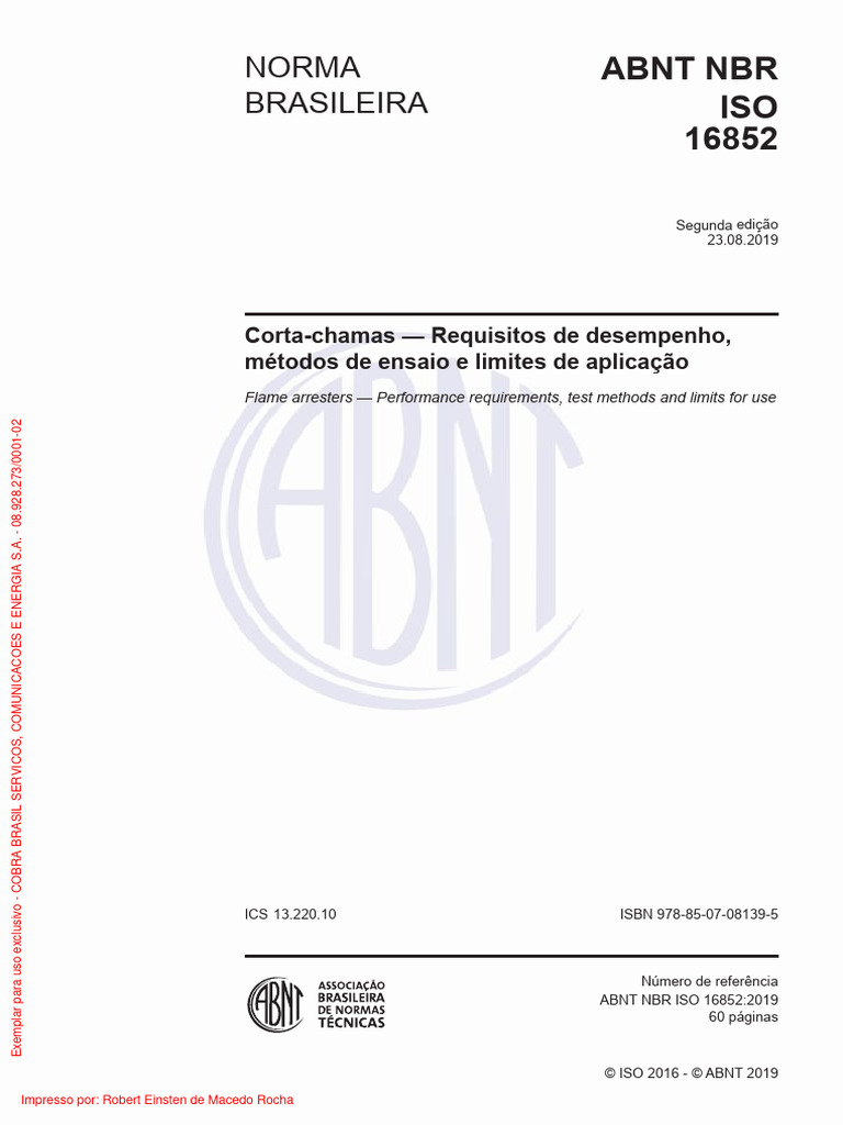 Abnt NBR Iso 16852 2019 | PDF | Combustão | Quantidades físicas