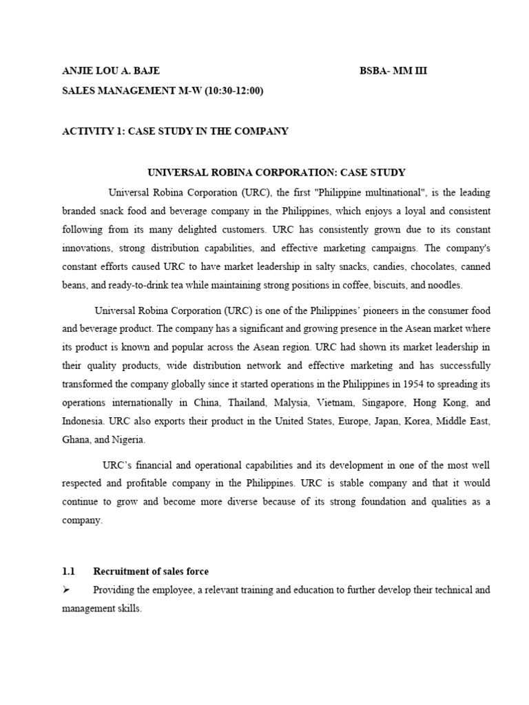 SALES MANAGEMENT CASE STUDY | PDF | Employment | Business Economics