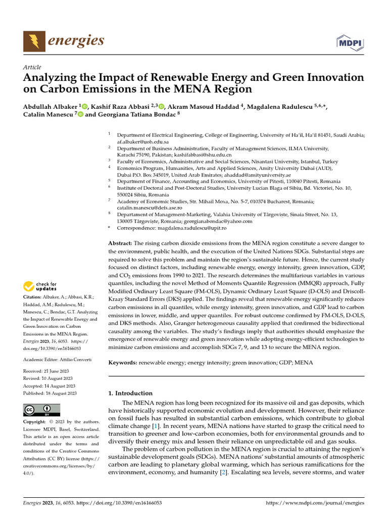 Energies 16 06053 | PDF | Climate Change | Sustainability