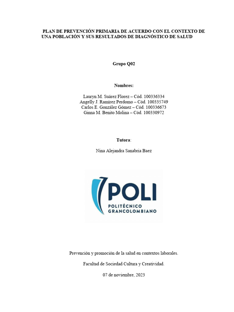 FORO - Plan de Prevención y Promoción de La Salud en Contextos Laborales 06112023 | PDF ...