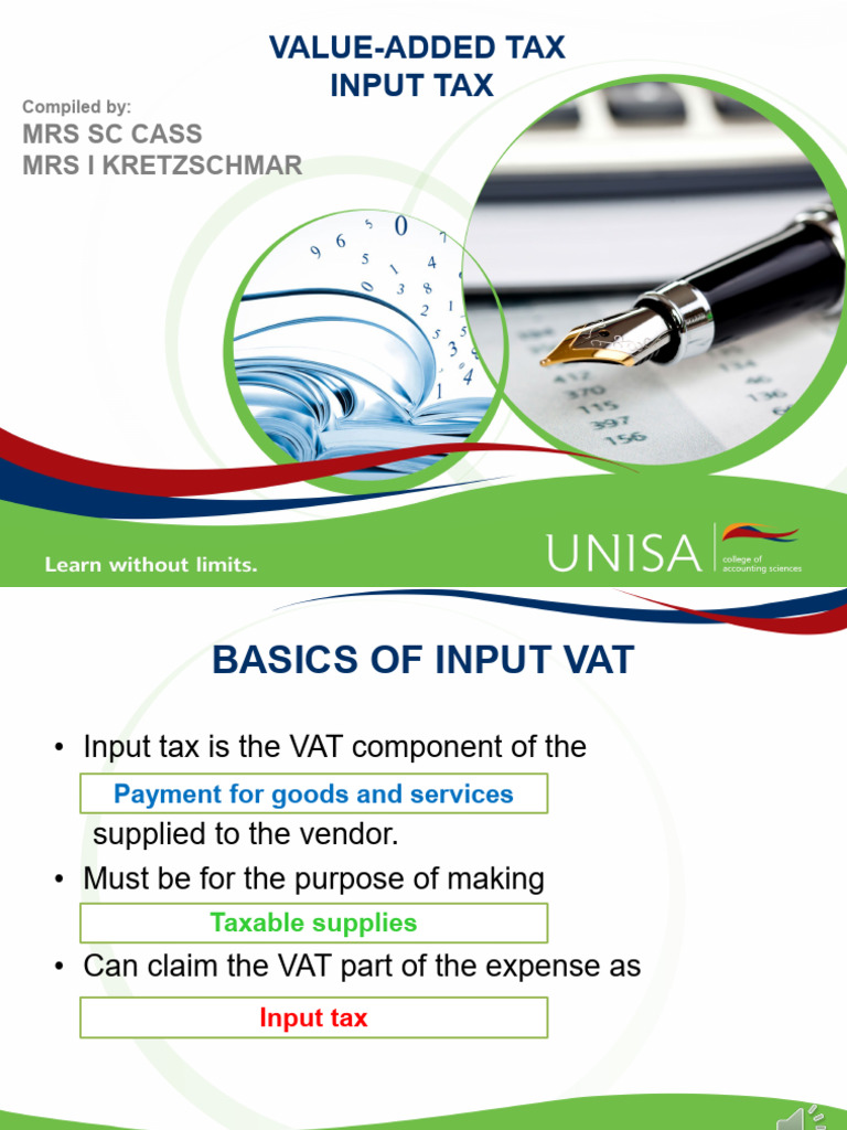 VAT - Input Tax | PDF | Value Added Tax | Taxes