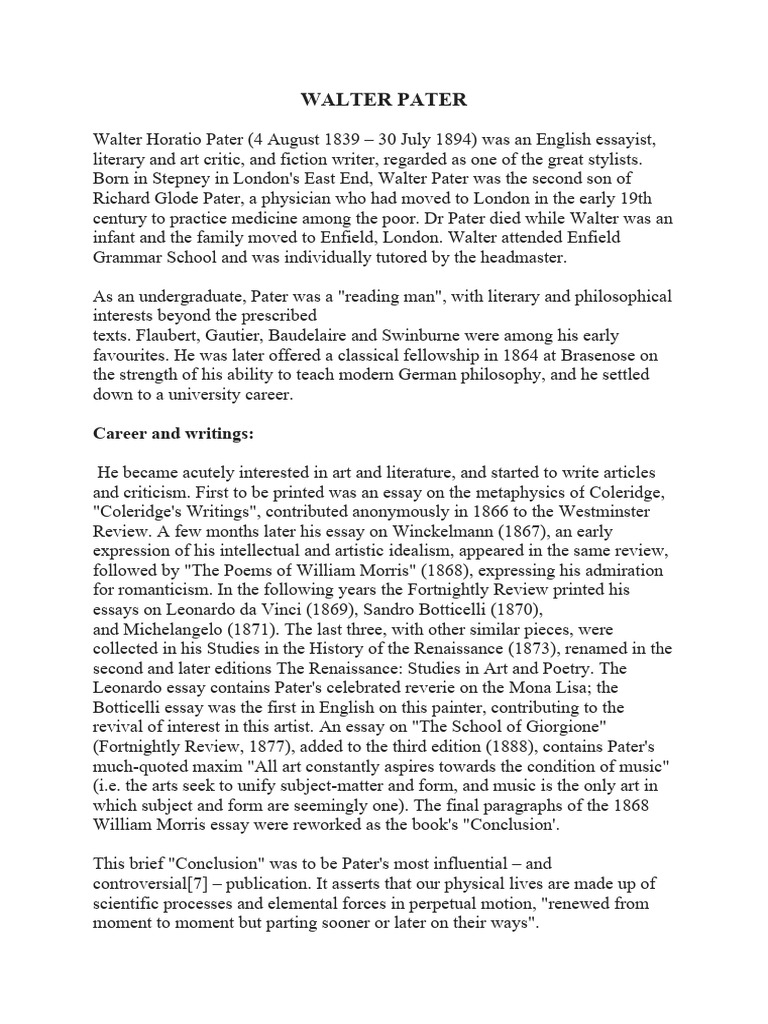 Walter Pater | PDF