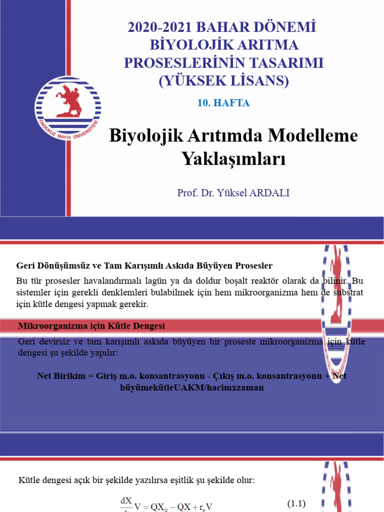 Hafta-Biyolojik Arıtma Sistemlerinin Tasarımında Ve Modellenmesinde ...