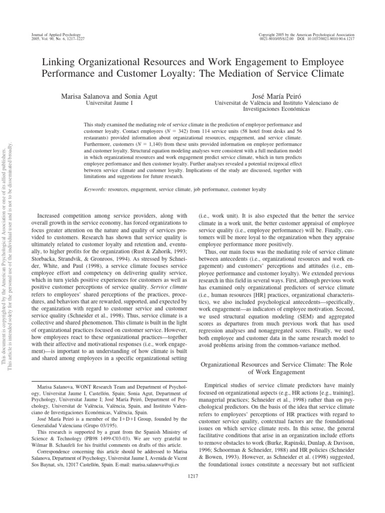 Linking Organizational Resources and Work Engagement To Employee | PDF ...