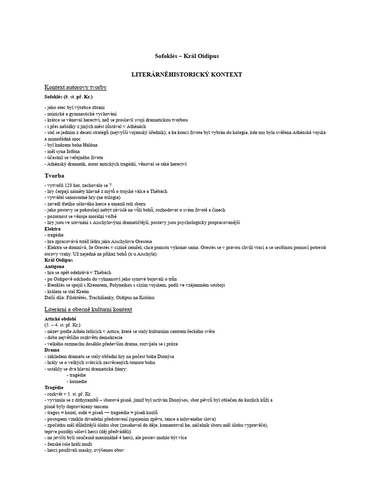 Král Oidipus - Sofokles | PDF