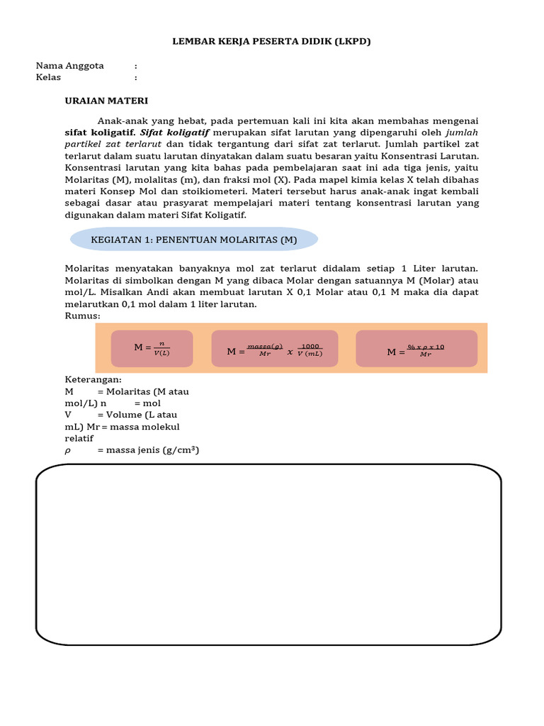 LKPD Kadar Zat | PDF