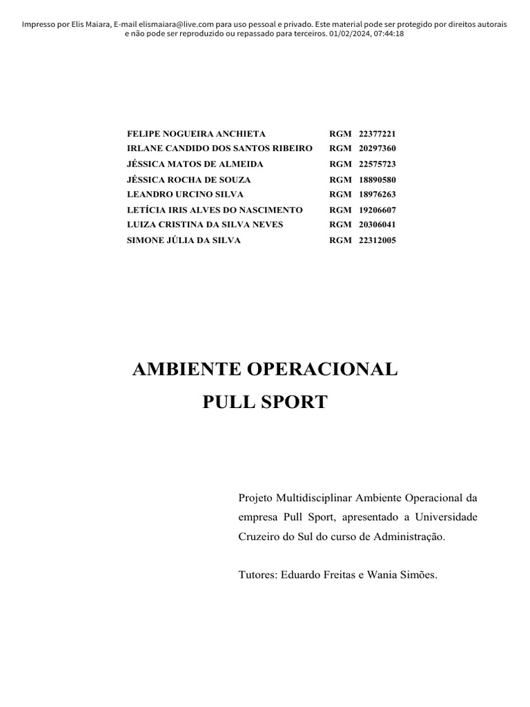 PROJETO MULTIDISCIPLINAR AMBIENTE OPERACIONAL Passei Direto | PDF ...
