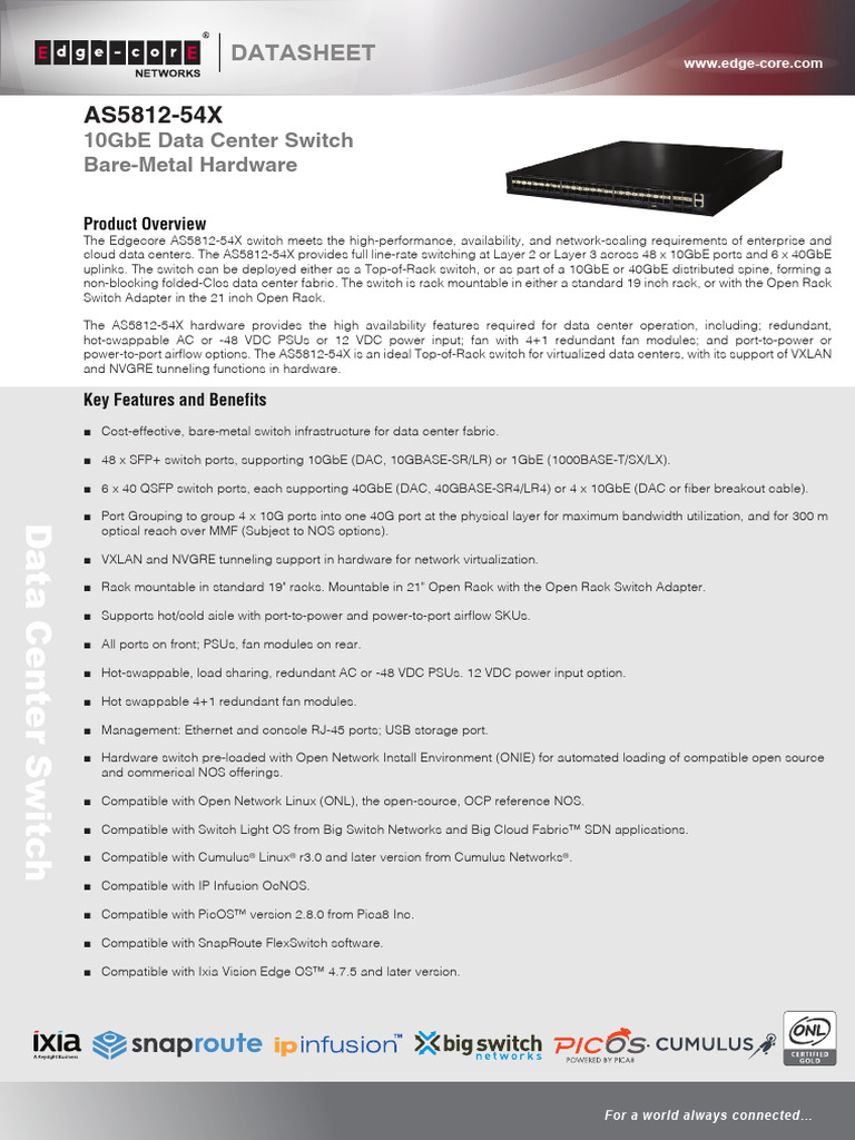 Edge Core - Data Sheet | PDF | Network Switch | Power Supply