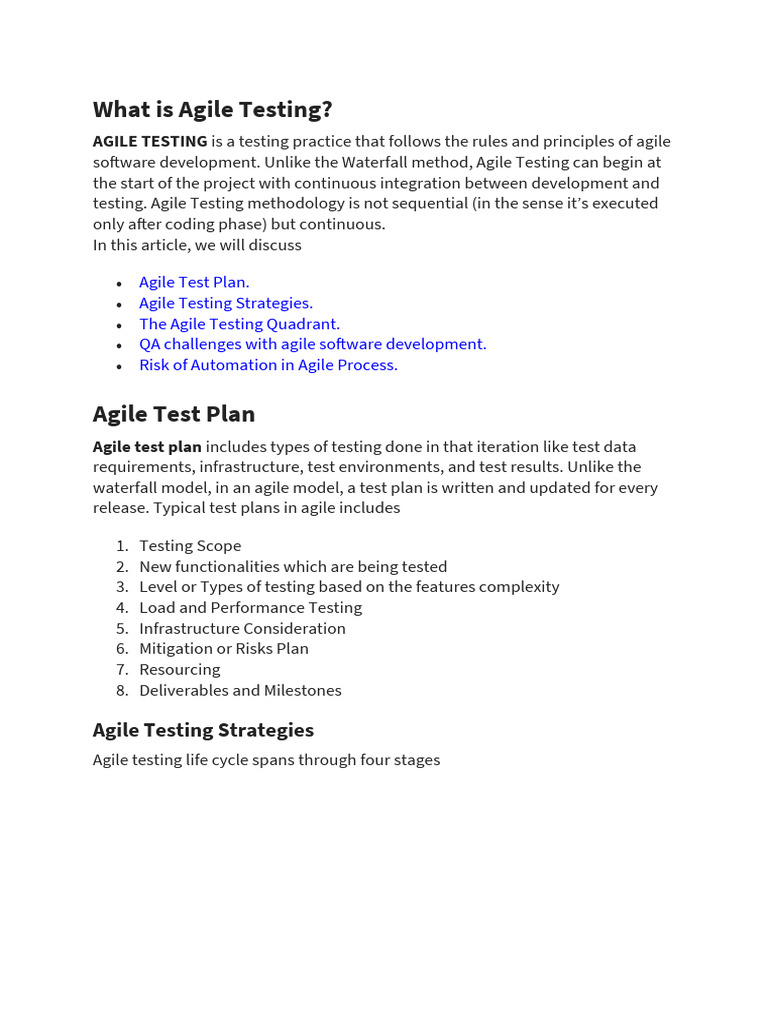 What Is Agile Testing Pdf Software Testing Agile Software Development 7790