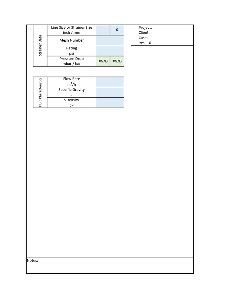 Basket Strainer Calculation Sheet New | PDF | Viscosity | Flow Measurement
