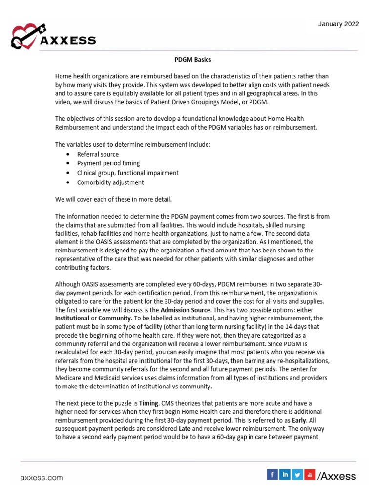 (TRX) HomeHealth-Intermediate-Clinical-PDGM Basics-Script | PDF ...