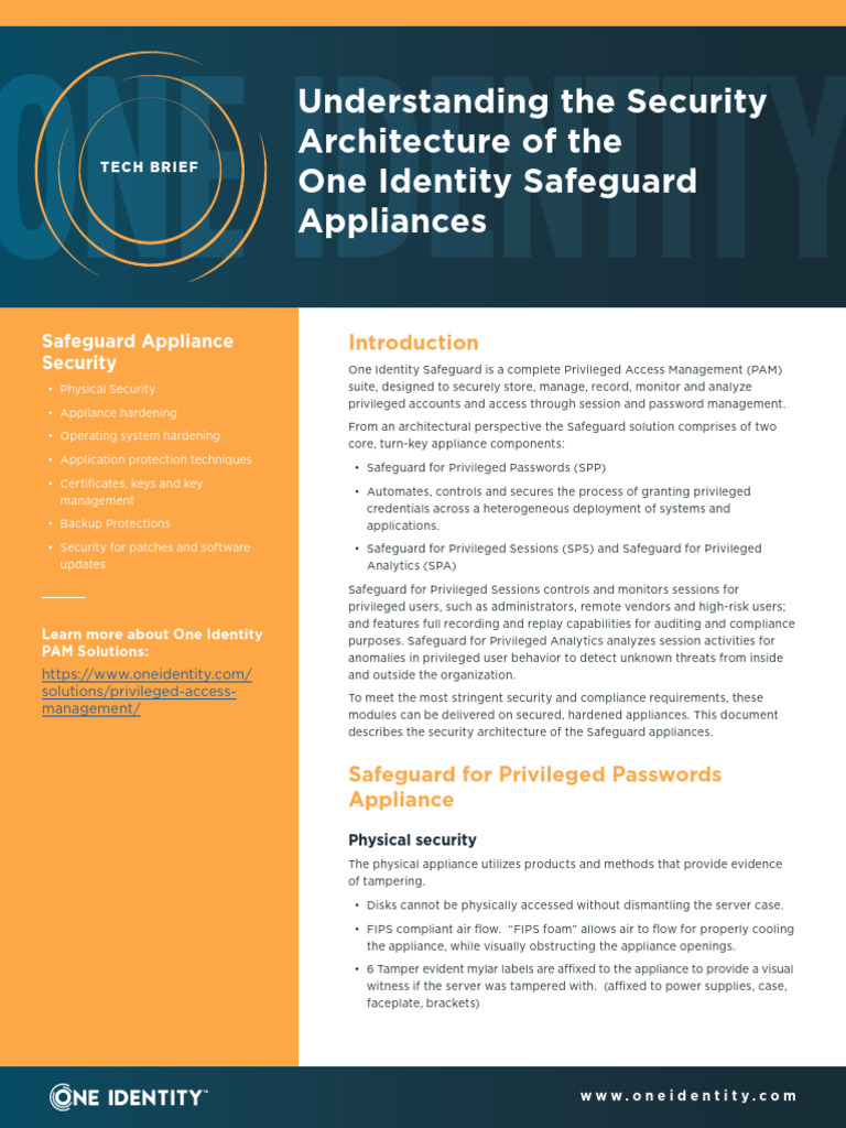 One Identity Safeguard Security Architecture | PDF | Transport Layer ...