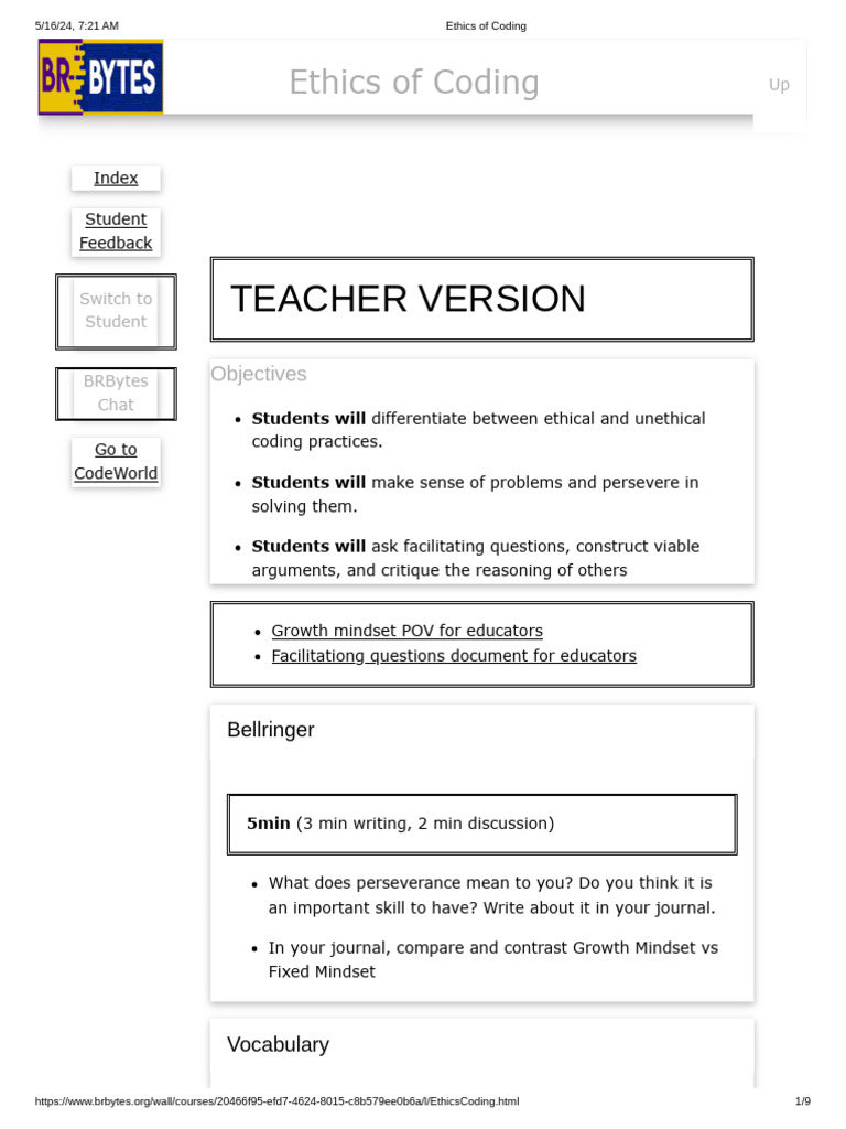 Ethics of Coding | PDF | Mindset | Thought