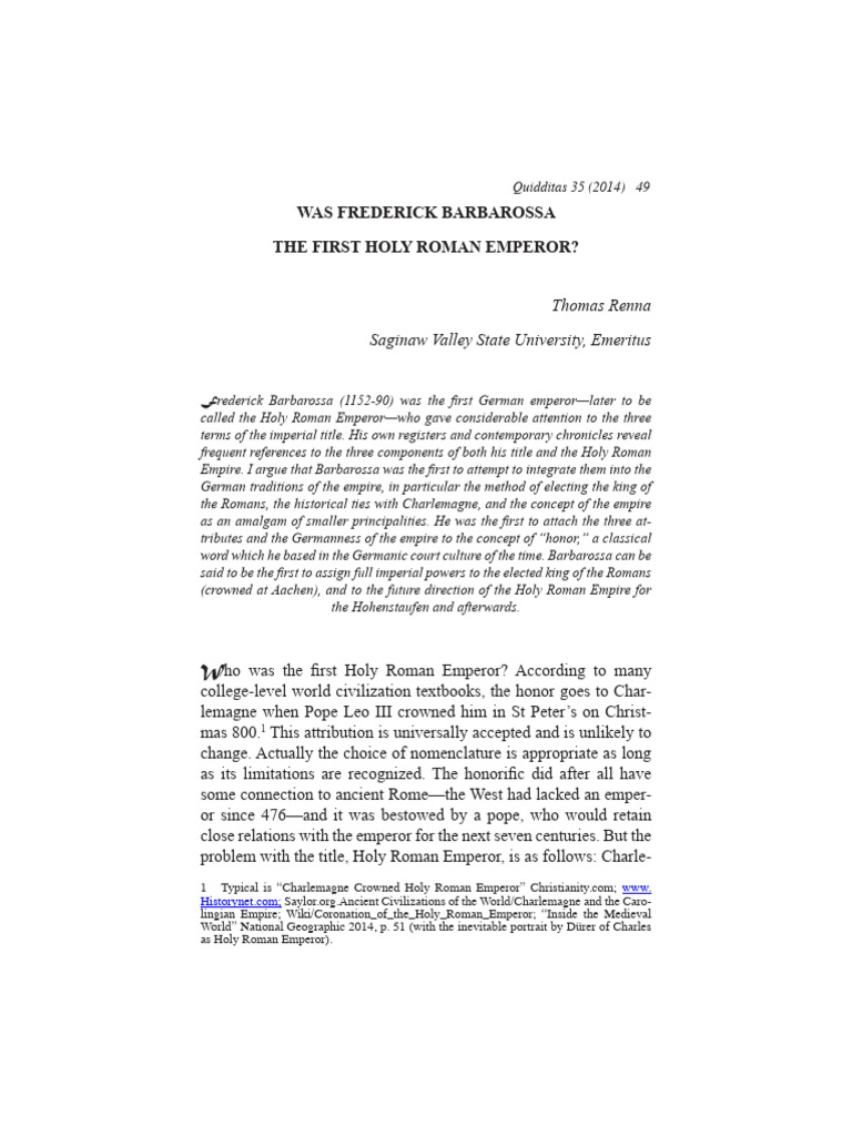 Was Frederick Barbarossa The First Holy Roman Emperor | PDF | Holy ...