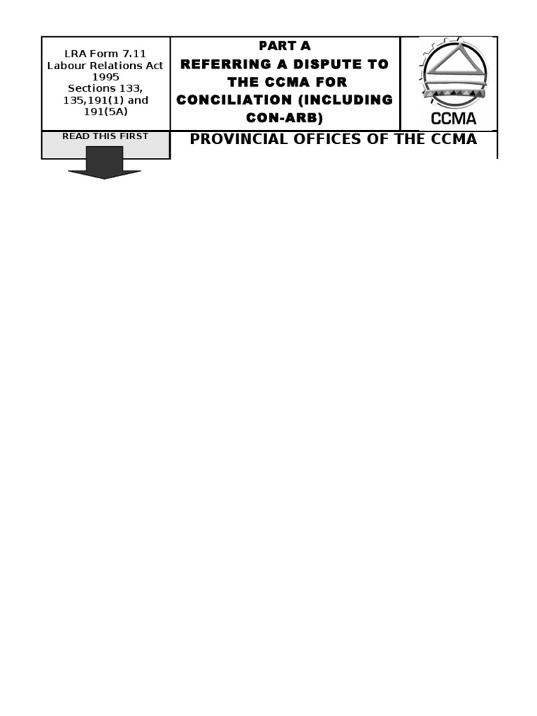CCMA Form 7 11 | PDF | Government | Justice