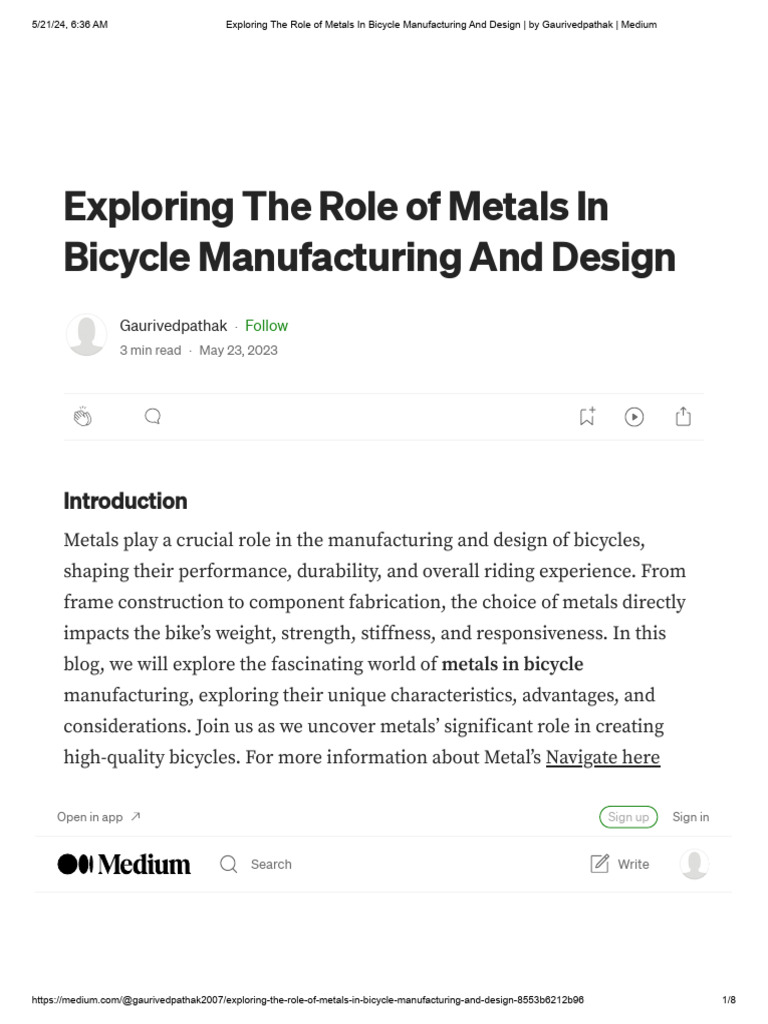 Metals in Bicycle Design and Manufacturing | PDF | Metals | Materials