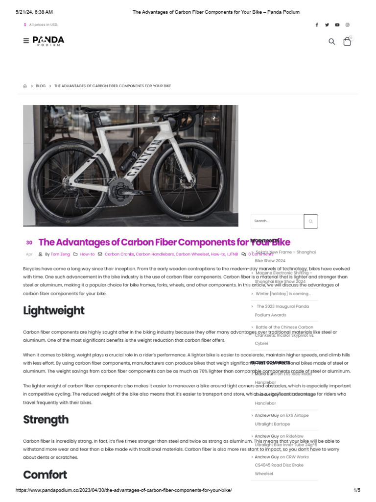 The Advantages of Carbon Fiber Components For Your Bike - Panda Podium ...