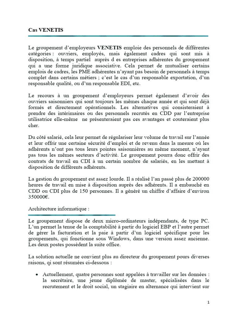 Optimisation de la gestion chez VENETIS | PDF | Informatique | Business