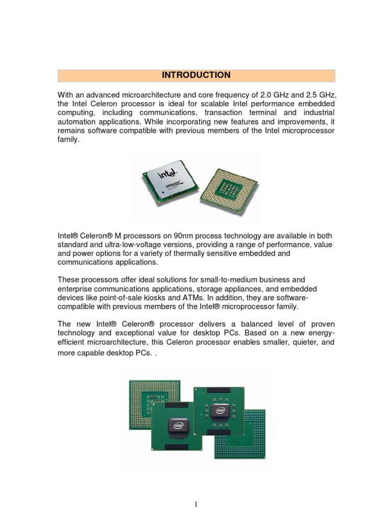 CELERON Processor | PDF | Cpu Cache | Central Processing Unit