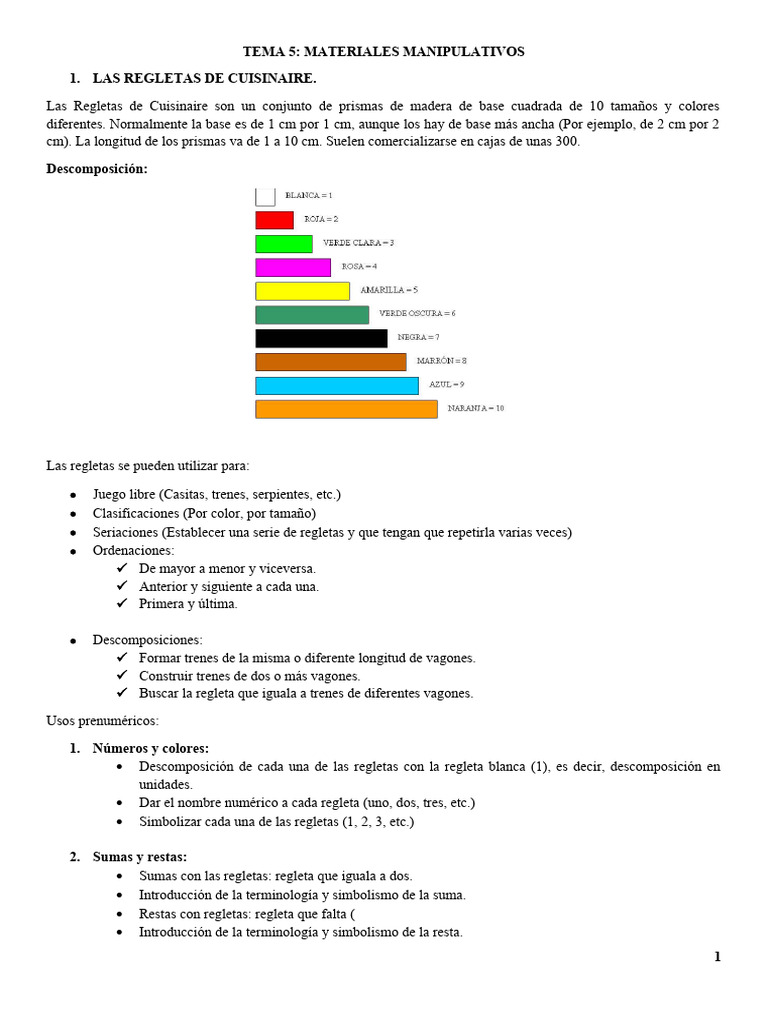 Tema 5. Materiales Manipulativos | PDF | Color