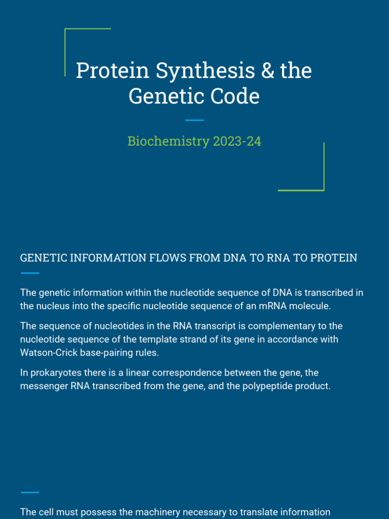 Chapter 37 - Protein Synthesis The Genetic Code | PDF | Genetic Code | Translation (Biology)