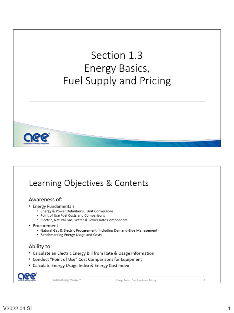 1-3 Energy Basics - Fuel Supply and Pricing - v2022.04.SI | PDF ...