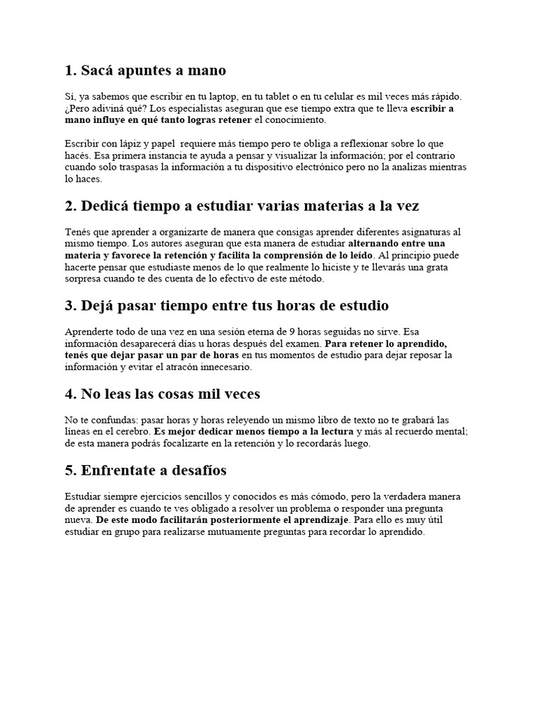 5 Tips para Estudiar | PDF