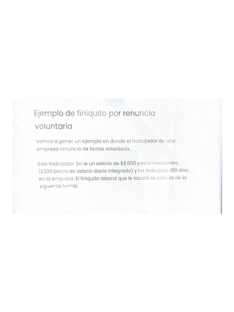 Ejemplo de Finiquito Por Renuncia | PDF