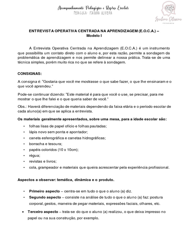 Ficha Eoca | PDF | Pedagogia | Aprendizado