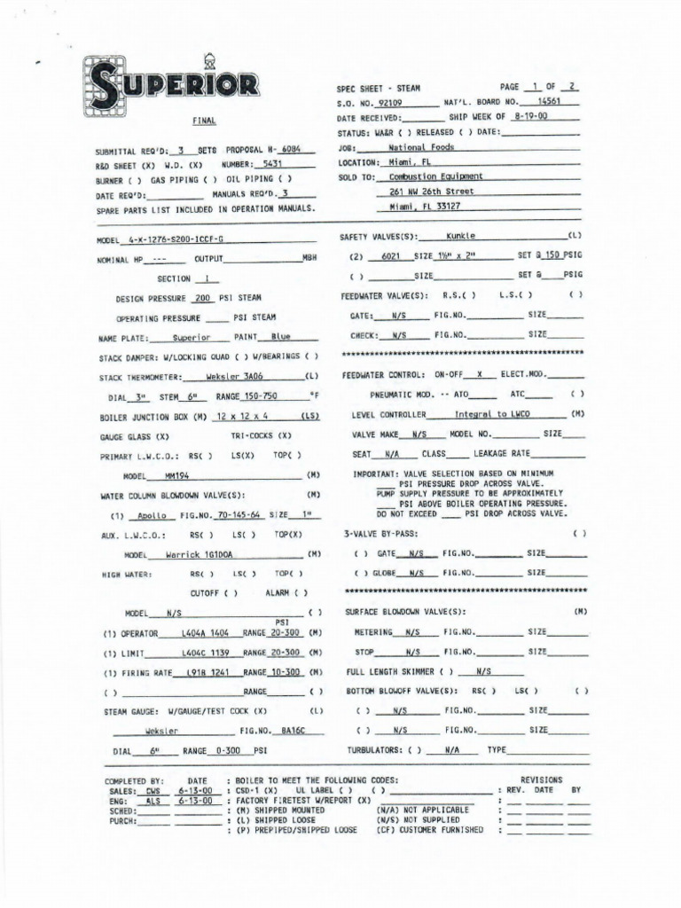 Boiler Information (Form P-2) Manufacturers | PDF