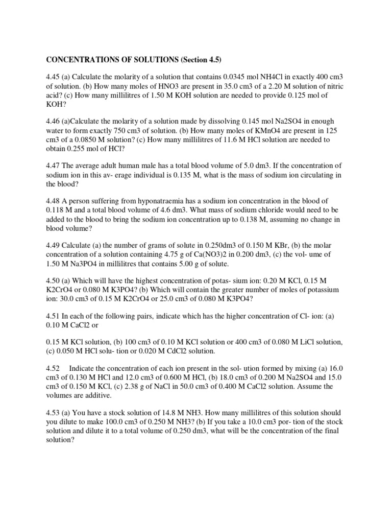 Brown-LeMay - Wk1-2 (Unit Conv & Lim React) - Answers | PDF | Concentration | Mole (Unit)